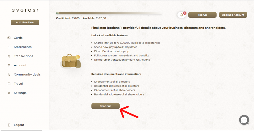 2. How to upgrade your account and benefit from all Everest advantages ...