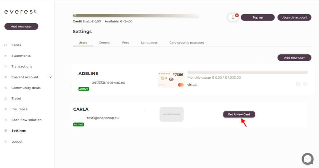 7. How to invite a new user on Everest and order the card – Everestcard